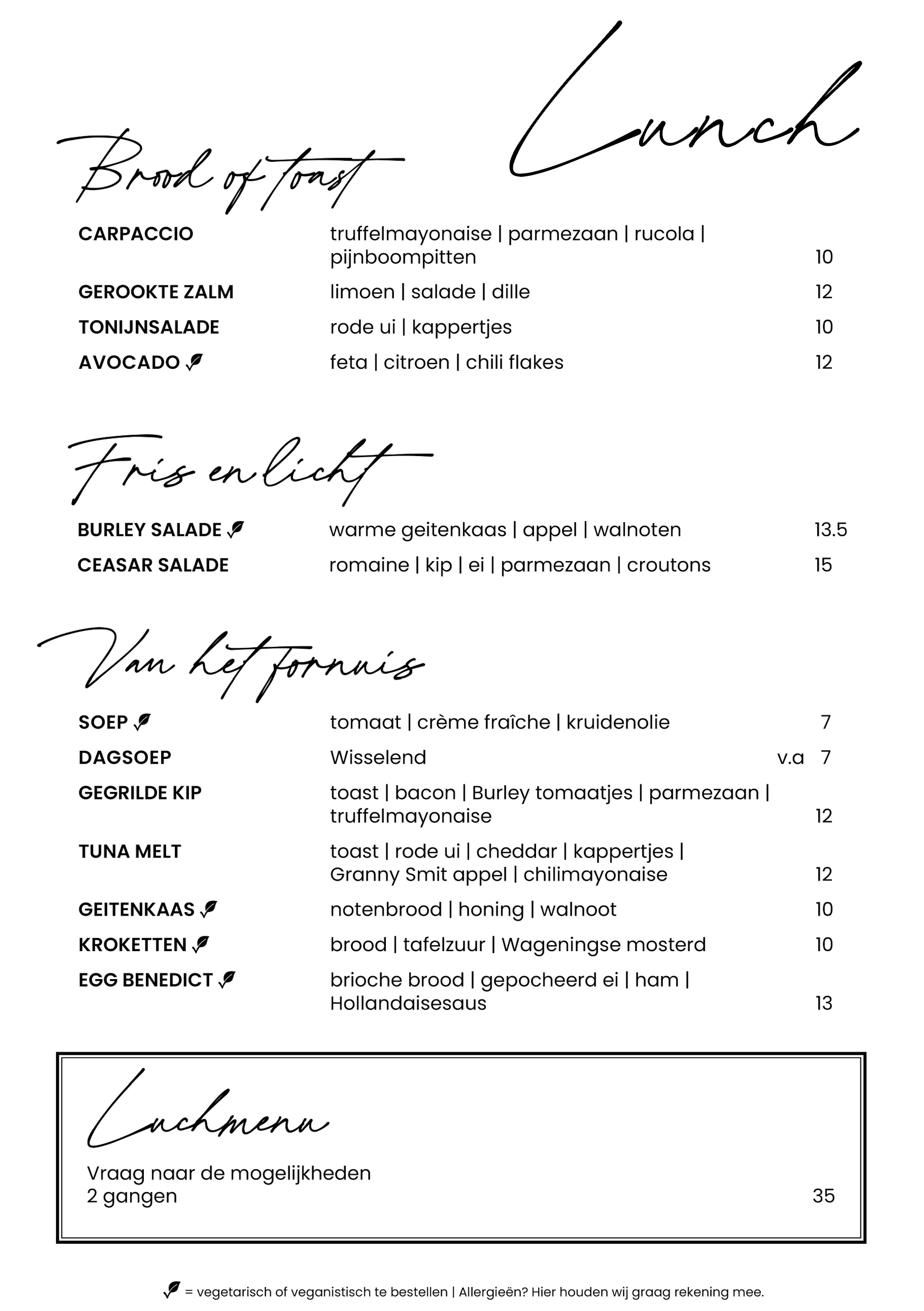 Menu - Bar Burley